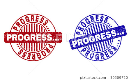 Grunge PROGRESS... Textured Round Stamp Seals - Stock Illustration ...