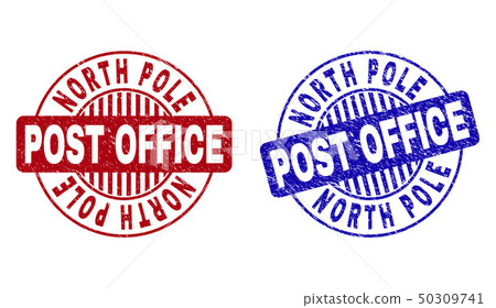 Grunge NORTH POLE POST OFFICE Textured Round... - Stock Illustration ...