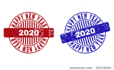 Grunge HAPPY NEW YEAR 2020 Textured Round... - Stock Illustration ...