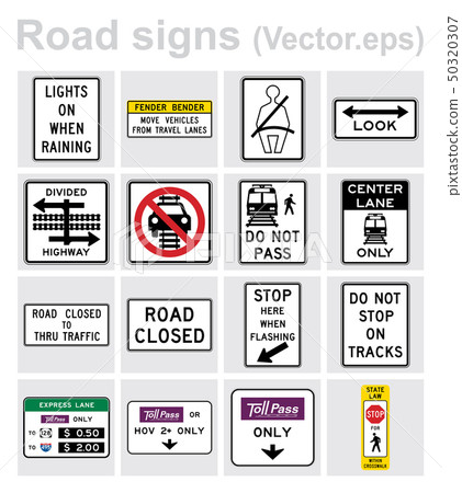 Traffic sign road concept design set. Illustration - Stock Illustration ...
