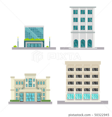 Set of vector flat design buildings. - Stock Illustration [50322945 ...