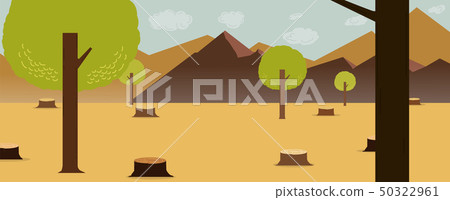 Cartoon nature deforest design with mountains - Stock Illustration ...