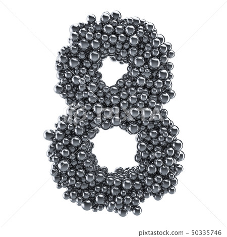 Metallic number 8 from metal balls, 3D rendering-插圖素材 [50335746] - PIXTA圖庫