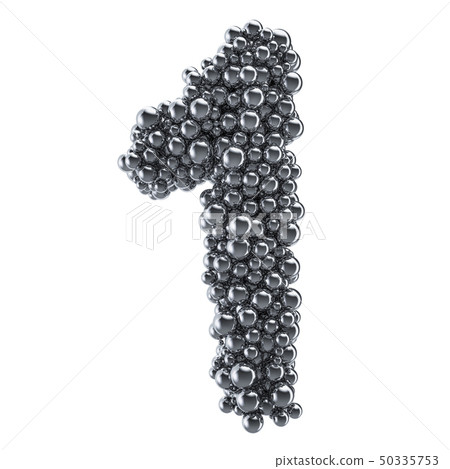 Metallic number 1 from metal balls, 3D rendering - Stock Illustration ...