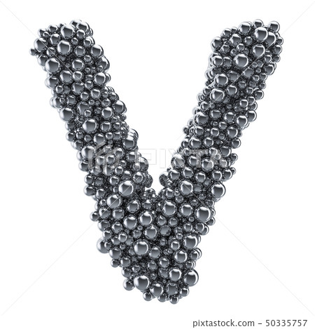Metallic letter V from metal balls, 3D rendering - Stock Illustration ...
