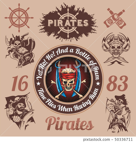 Pirate themed design elements - vector set. - Stock Illustration ...