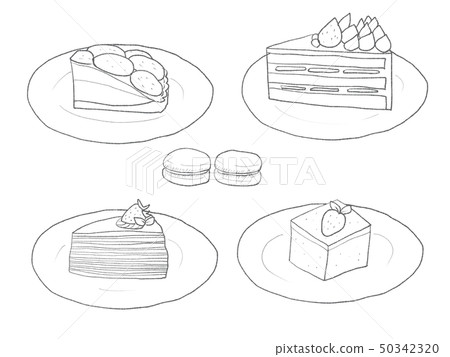 Strawberry sweets line drawing material - Stock Illustration [50342320 ...