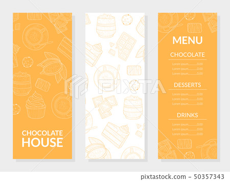 Chocolate House Menu Card Template, Chocolate,... - Stock Illustration ...