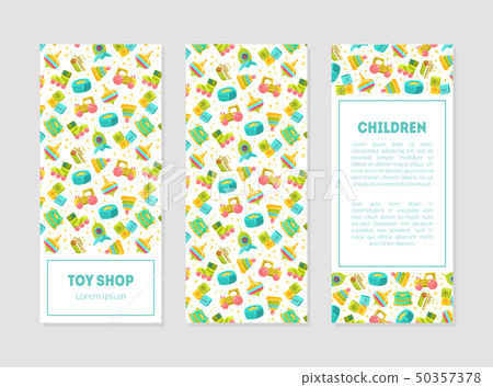 Toy Shop Banner Templates with Cute Baby Toys... - Stock Illustration ...