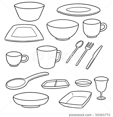 vector set of tableware - Stock Illustration [50363772] - PIXTA