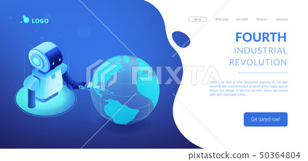 Robotics network isometric 3D landing page. - Stock Illustration ...