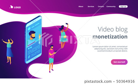 Vlog isometric 3D landing page. - Stock Illustration [50364916] - PIXTA