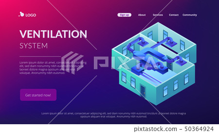 Ventilation system concept isometric 3D landing - Stock Illustration ...