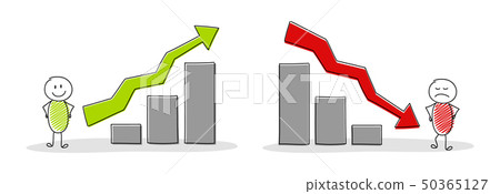 Set of business stickman with graph. Vector - Stock Illustration ...