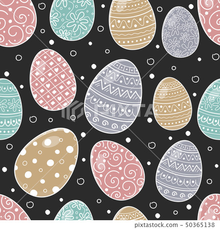 Colorful Easter texture with decorative hand drawn - Stock Illustration ...