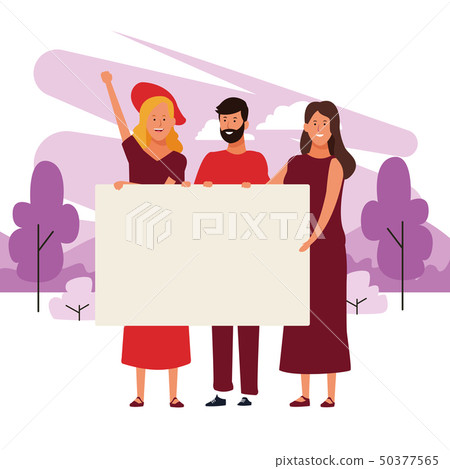 people with posters - Stock Illustration [50377565] - PIXTA
