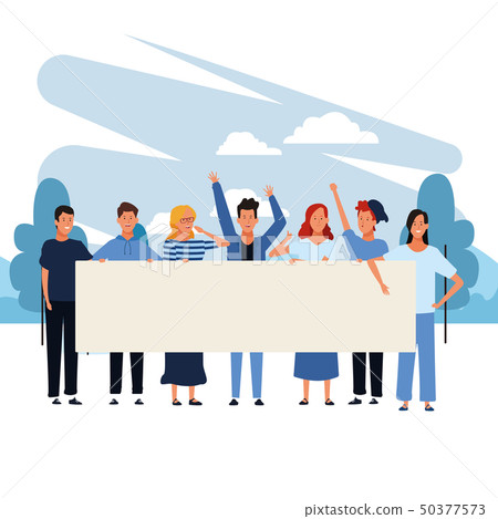 people with posters - Stock Illustration [50377573] - PIXTA