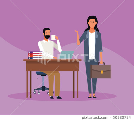 boss and worker teamwork - Stock Illustration [50380754] - PIXTA