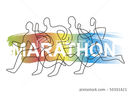 Running race, competition, line art stylized. - Stock Illustration ...