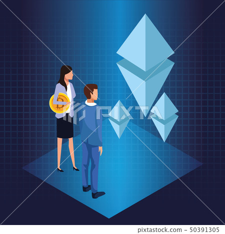 Business people with bitcoin - Stock Illustration [50391305] - PIXTA