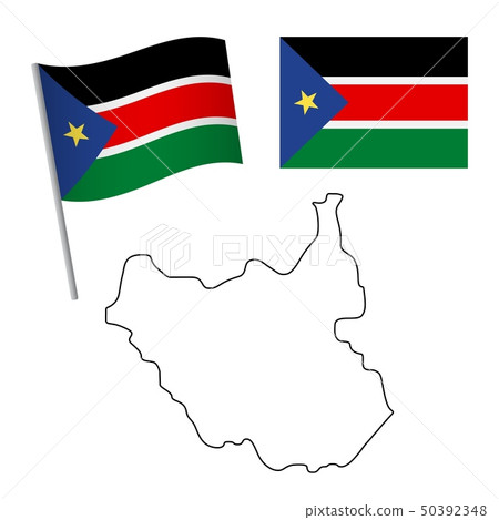 South Sudan flag and map - Stock Illustration [50392348] - PIXTA
