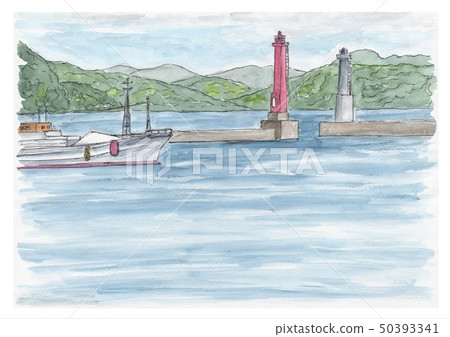 Fishing port - Stock Illustration [50393341] - PIXTA