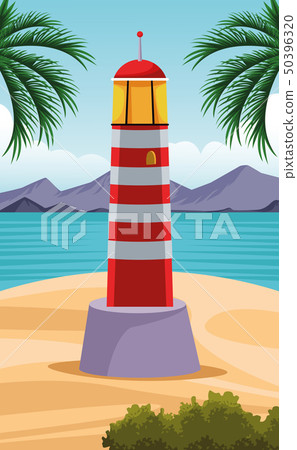 seashore landscape cartoon - Stock Illustration [50396320] - PIXTA