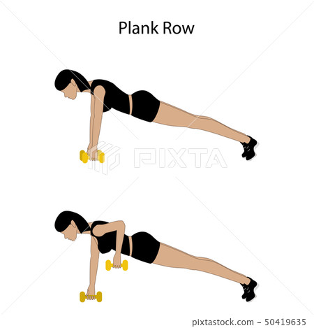 Plank row exercise - Stock Illustration [50419635] - PIXTA