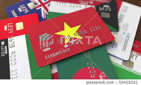 Many credit cards with different flags,... - Stock Illustration ...