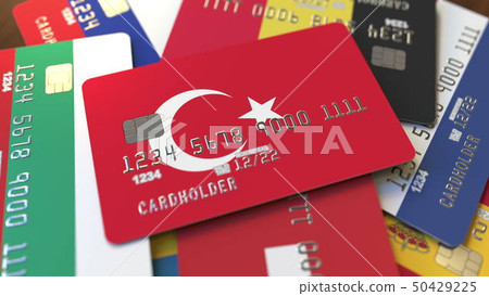 Many credit cards with different flags,... - Stock Illustration ...