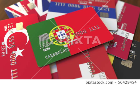 Many credit cards with different flags,... - Stock Illustration ...