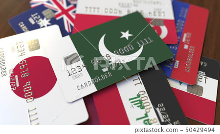Many credit cards with different flags,... - Stock Illustration ...