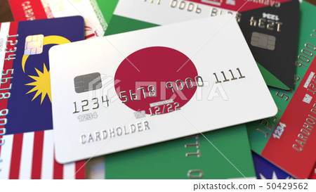 Many credit cards with different flags,... - Stock Illustration ...
