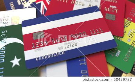 Many credit cards with different flags,... - Stock Illustration ...