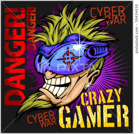 Crazy Gamer - Emblem for T-Shirt - Stock Illustration [50434938] - PIXTA