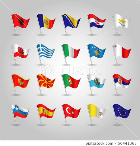 vector set of waving flags southern europe - Stock Illustration ...