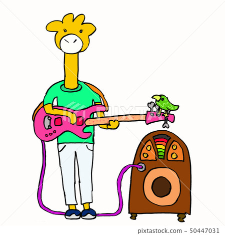 Giraffe playing bass - Stock Illustration [50447031] - PIXTA
