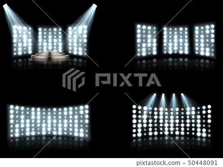 Set of Bright stadium arena lighting spotlight - Stock Illustration ...