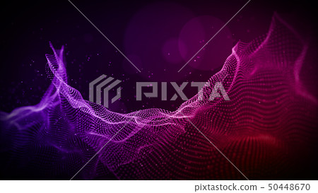 Abstract purple color digital particles wave with - Stock Illustration ...