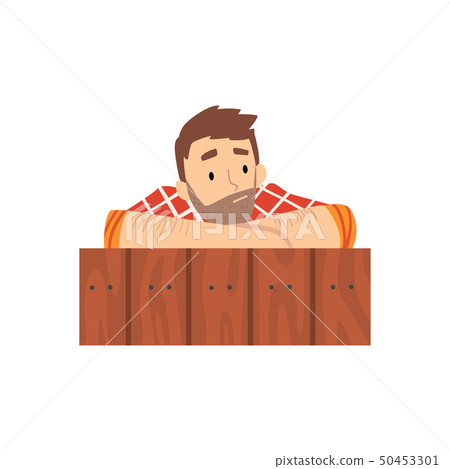 Man Looking Out from Behind Wall Cartoon Vector... - Stock Illustration ...