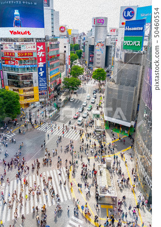 [Tokyo] scramble intersection - Stock Illustration [50460554] - PIXTA