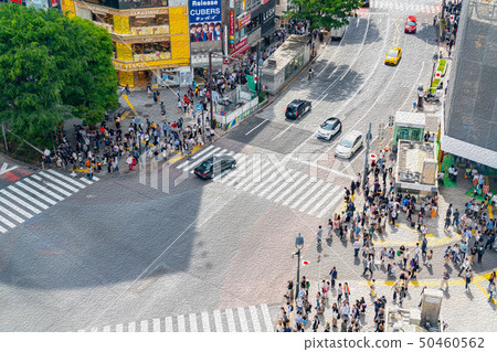 [Tokyo] scramble intersection - Stock Illustration [50460562] - PIXTA