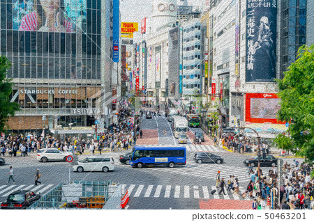 [Tokyo] Shibuya scramble intersection - Stock Illustration [50463201 ...