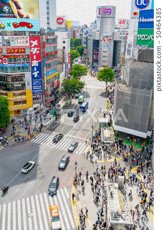 [Tokyo] scramble intersection - Stock Illustration [50464385] - PIXTA