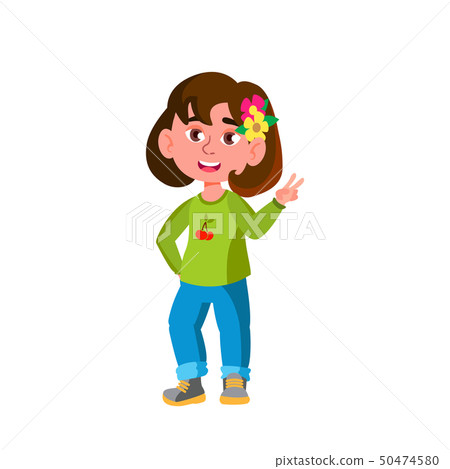 Caucasian Child Girl Cartoon Isolated Vector... - Stock Illustration ...