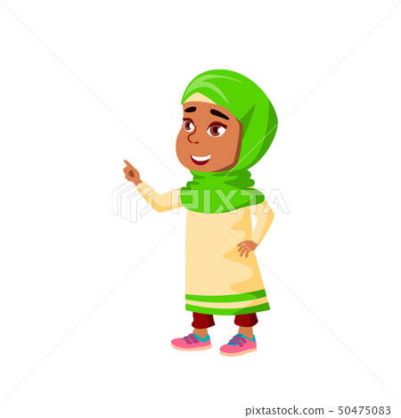 Arab, Muslim Child Girl Cartoon Isolated Vector... - Stock Illustration ...