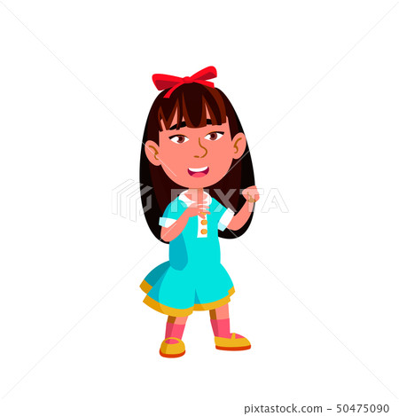Asian Child Girl Cartoon Isolated Vector... - Stock Illustration ...