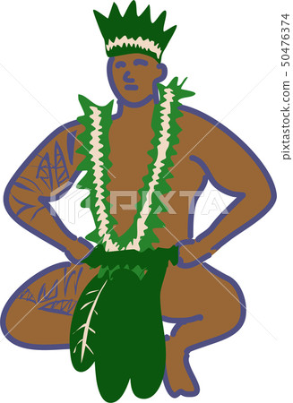 Hawaii_Hawaiian_Dance Man - Stock Illustration [50476374] - PIXTA