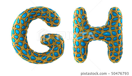 Letter set G, H made of realistic 3d render... - Stock Illustration ...