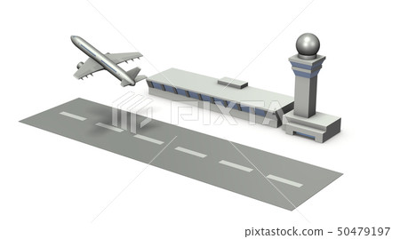Airplane and airplane miniature model taking off - Stock Illustration ...